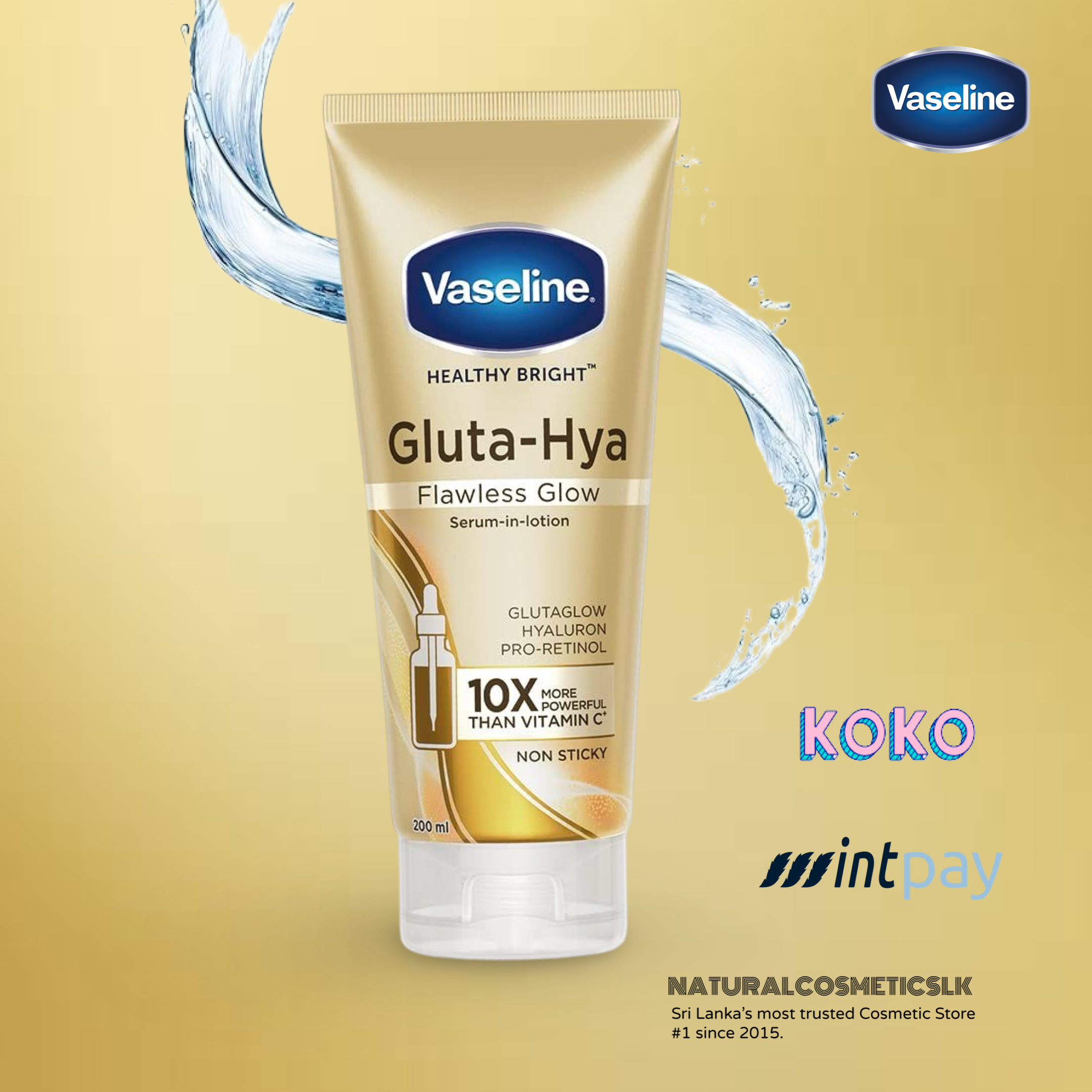 Vaseline Gluta-Hya Flawless Glow Serum-In-Lotion 330ml– Natural Cosmetics LK
